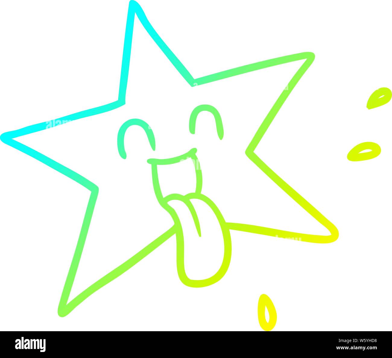 cold gradient line drawing of a cartoon star Stock Vector Image & Art ...
