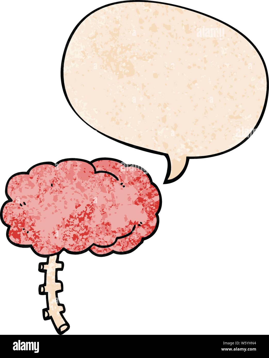cartoon brain with speech bubble in retro texture style Stock Vector ...