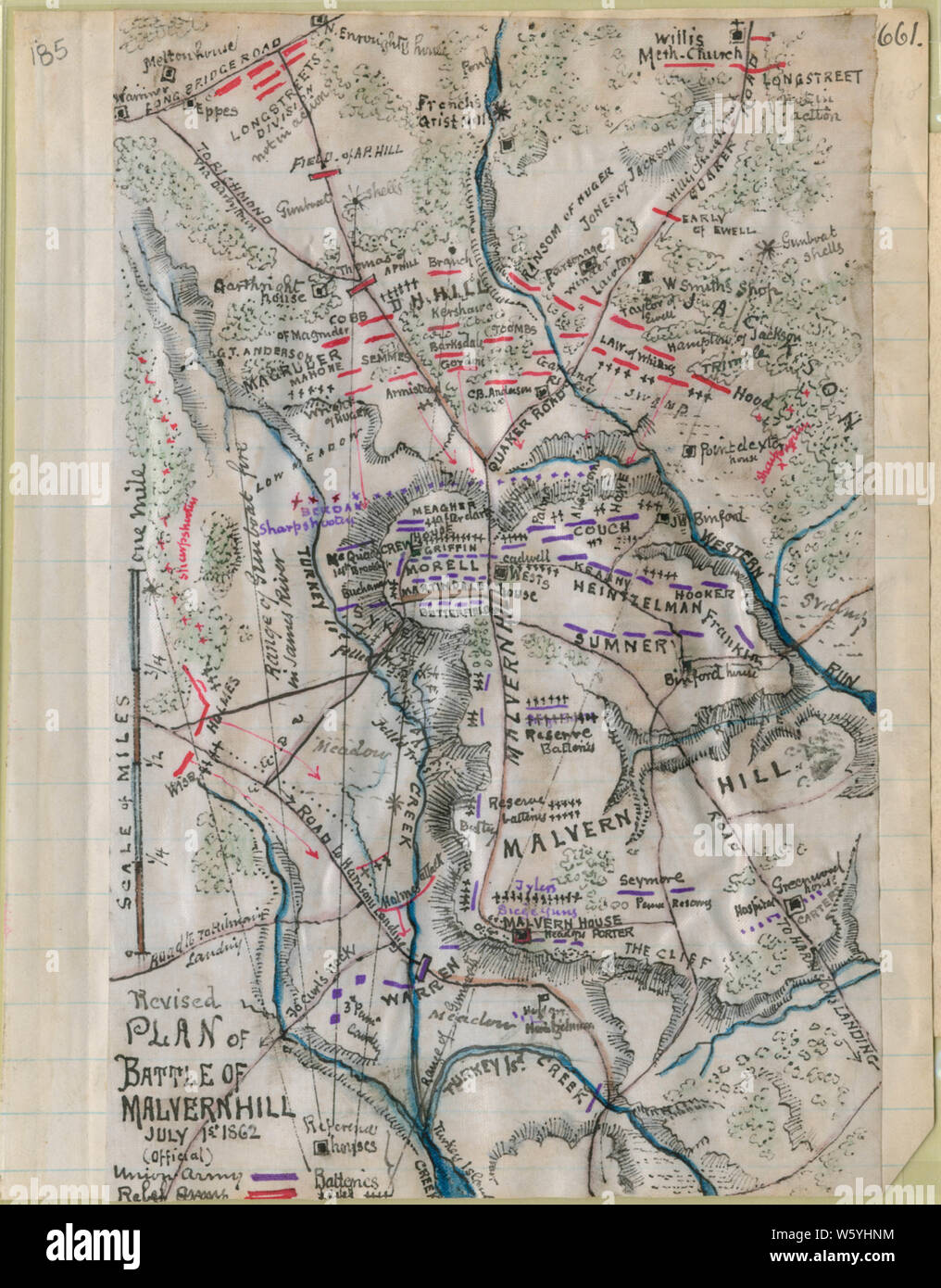 Civil War Maps 1522 Revised plan of battle of Malvern Hill July 1st ...