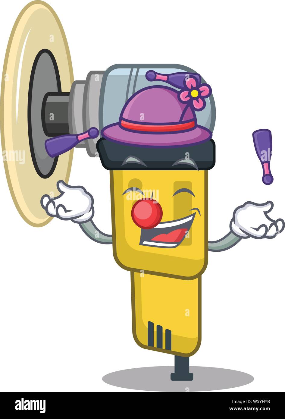 Juggling pneumatic sander placed inside character box vector ...