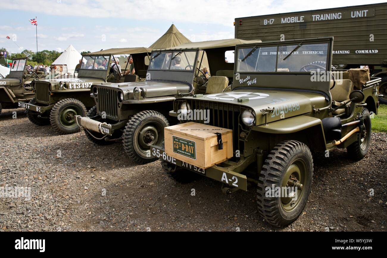 Collection of vintage Willys Jeeps at Shuttleworth Military Airshow on ...
