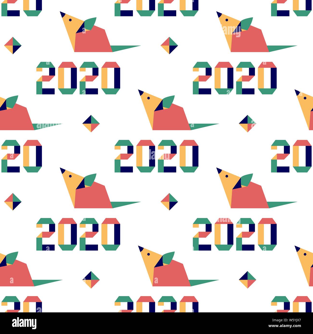 Happy new year. Vector seamless pattern with origami 2020 year numbers ...