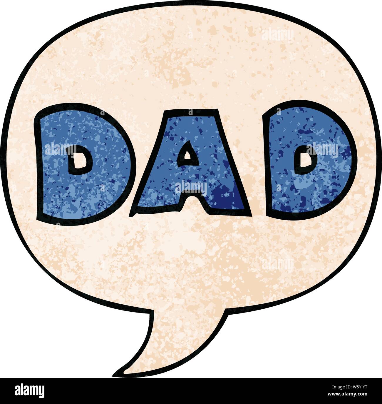 cartoon word dad with speech bubble in retro texture style Stock Vector ...