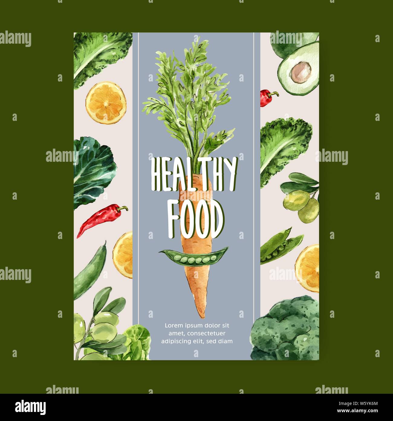 vegetable watercolor paint collection. Fresh food organic poster flyer ...