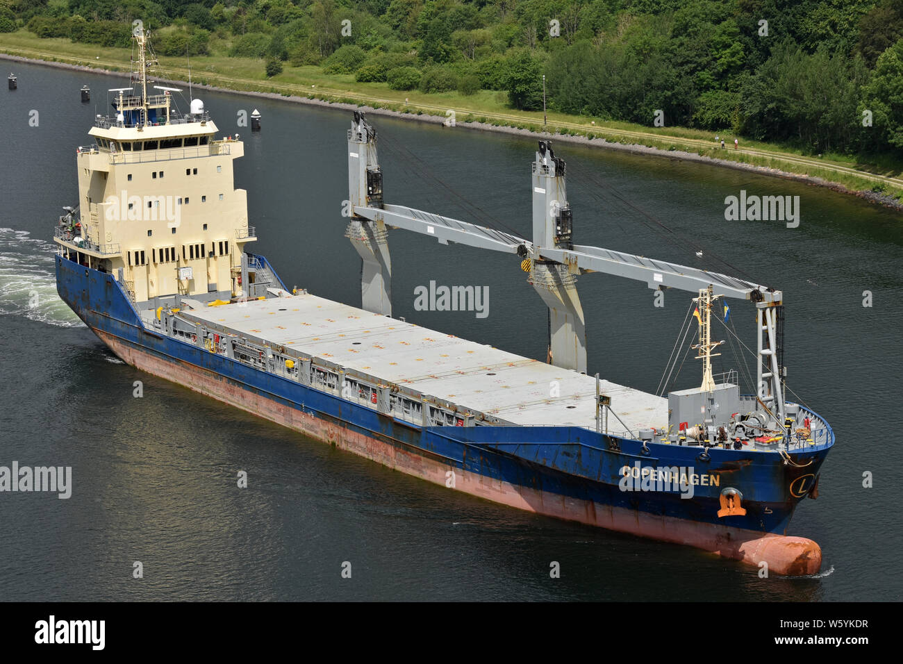 General Cargo Ship Copenhagen passing the Kiel Canal Stock Photo - Alamy