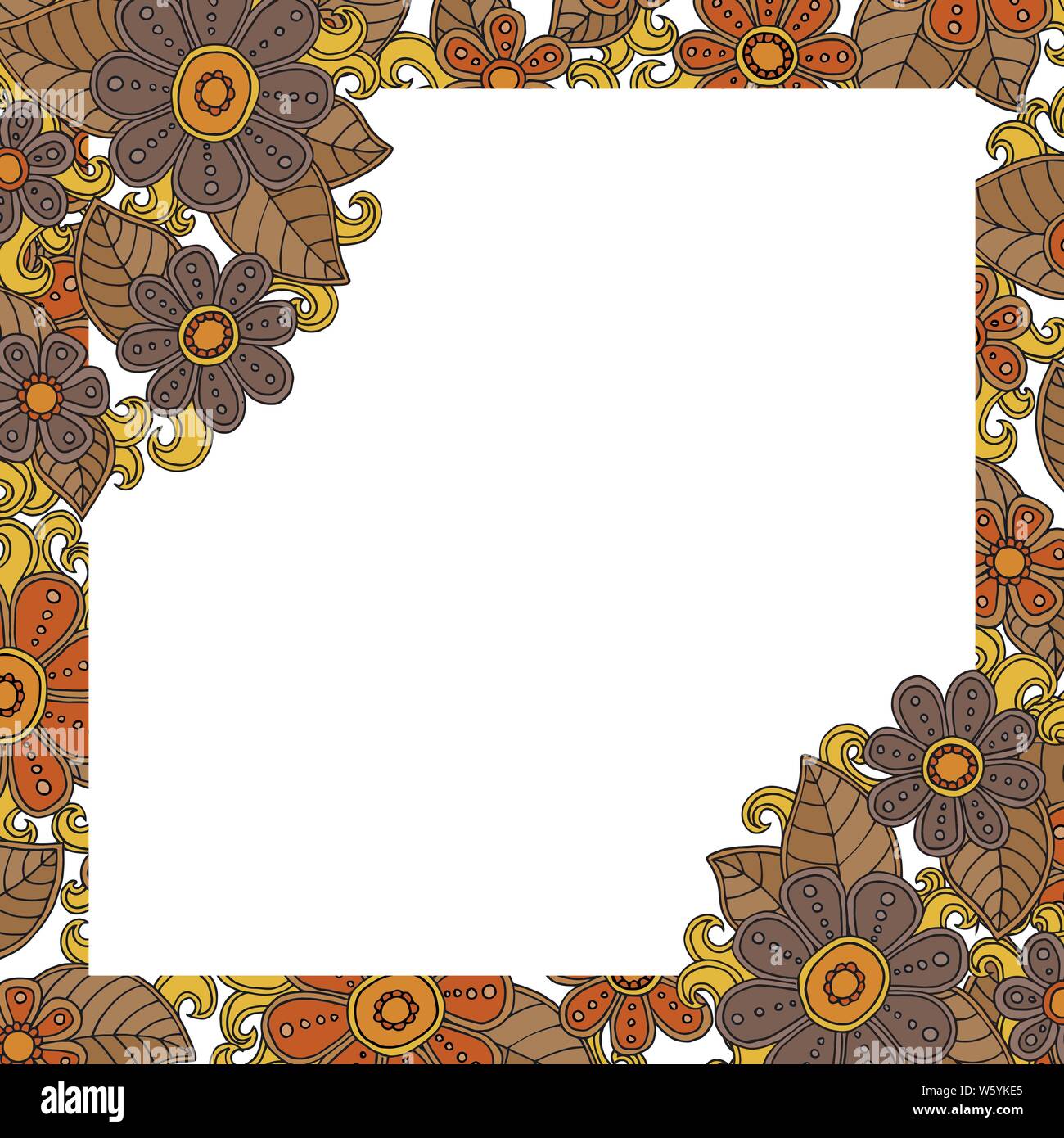 Autumn flower frame. Colorful blooms. Vector illustration Stock Vector ...