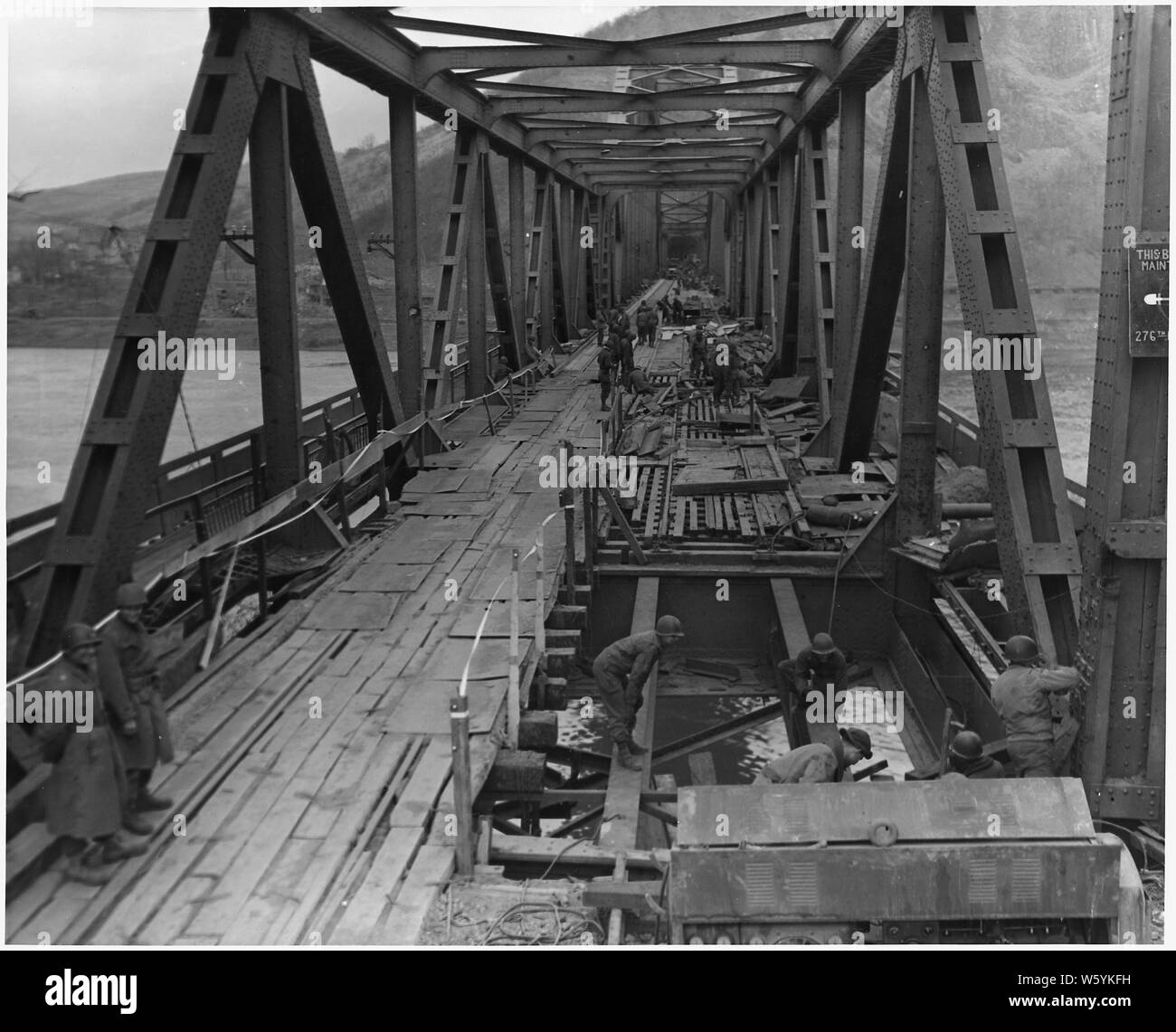 WWII: Europe: Germany; U.S. First Army at Remagen Bridge before four ...