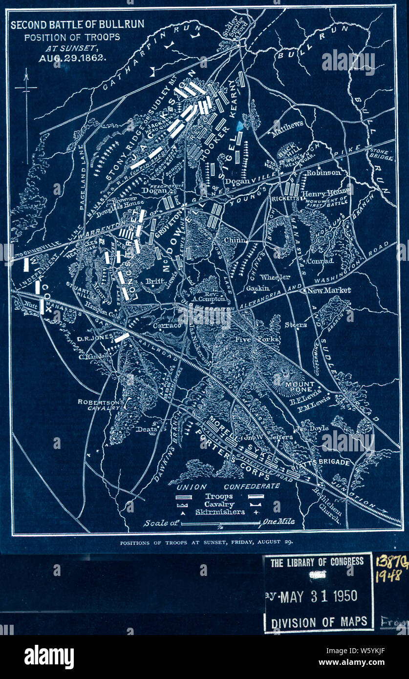 Civil War Maps 1575 Second battle of Bull Run Position of troops at ...