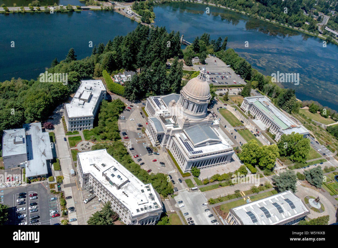 Aerial view of Washington State Capitol building and complex with ...