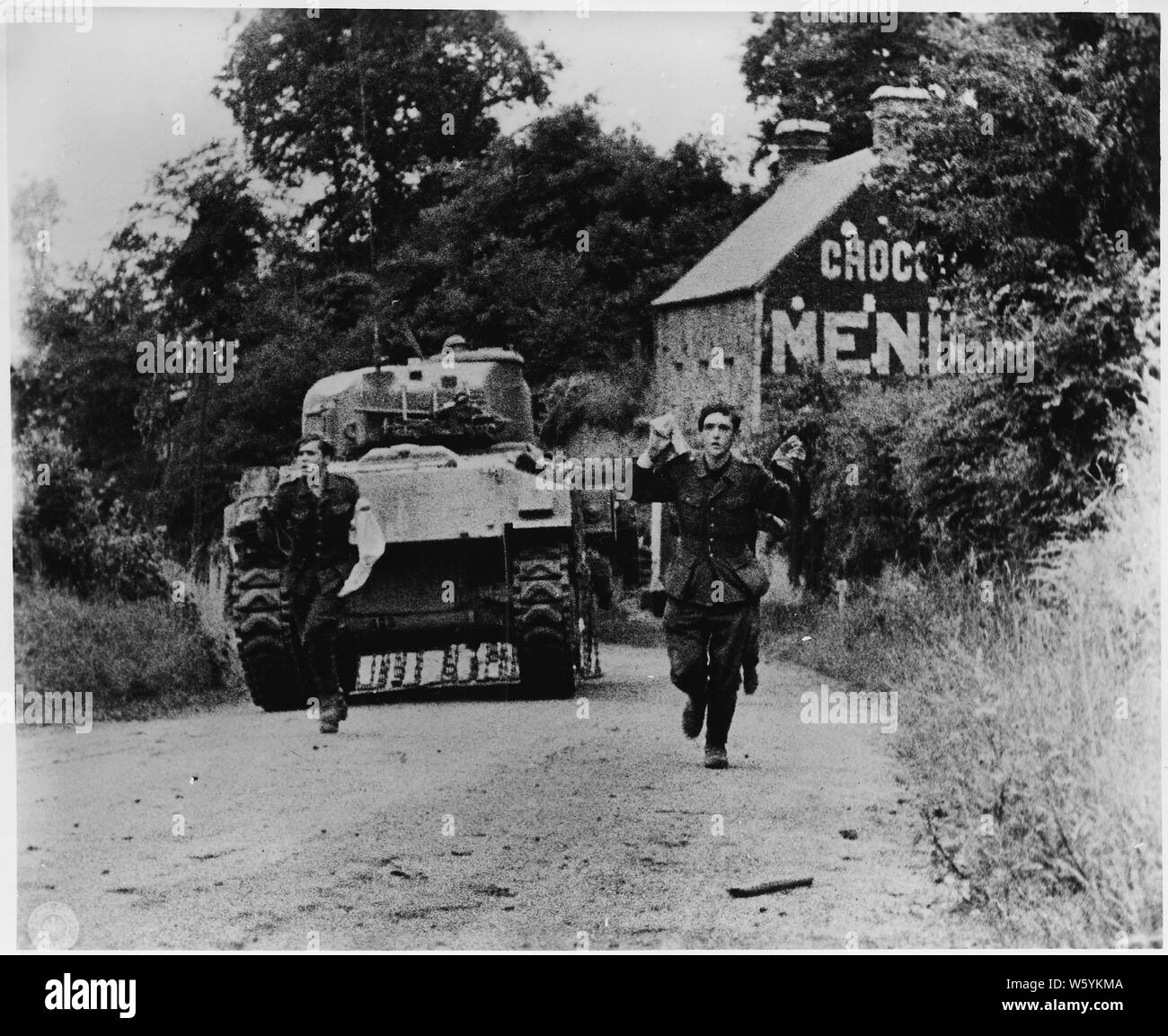 WWII: Europe: St. Lo, France; German POWs in trench Stock Photo - Alamy