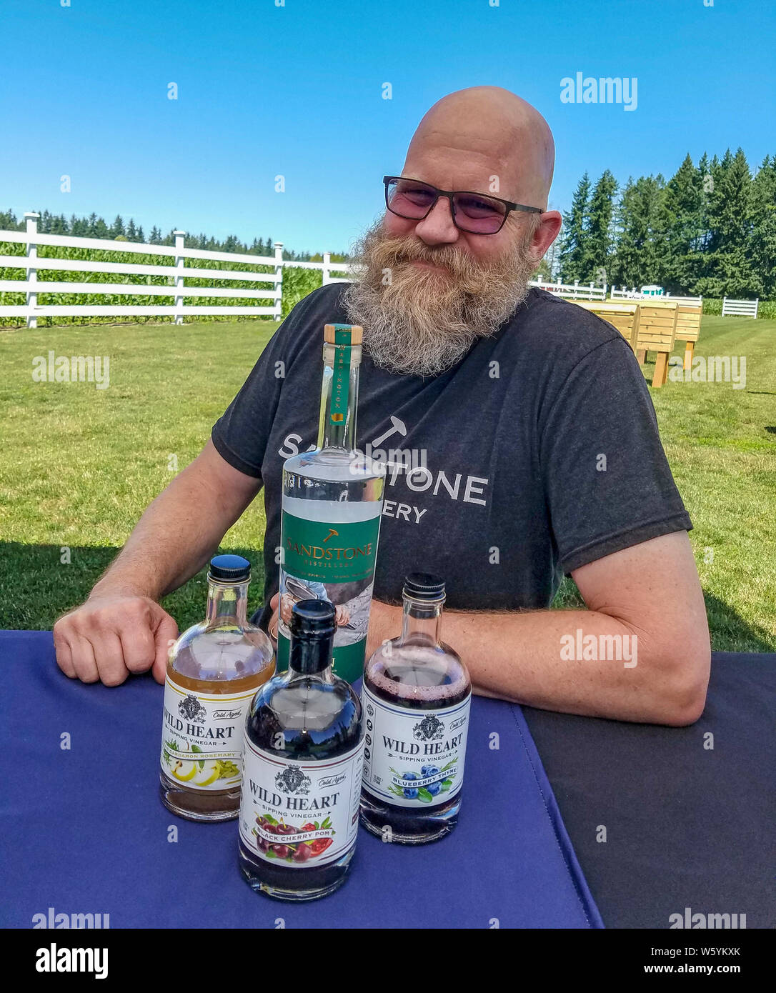 John Bourdon of Sandstone Distillery and his sipping vinegars plus one ...