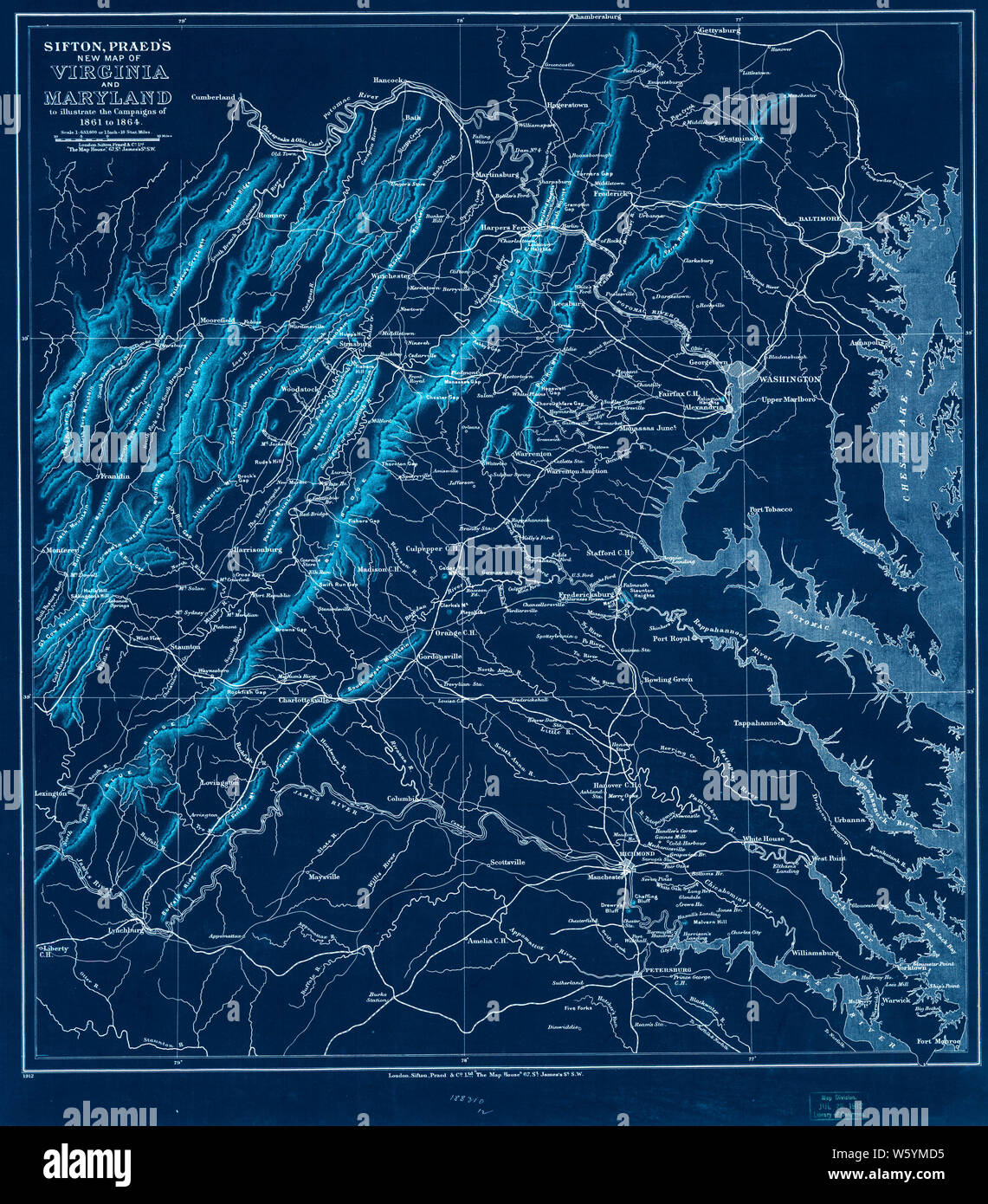 Civil War Maps 1596 Sifton Praed's new map of Virginia and Maryland to ...