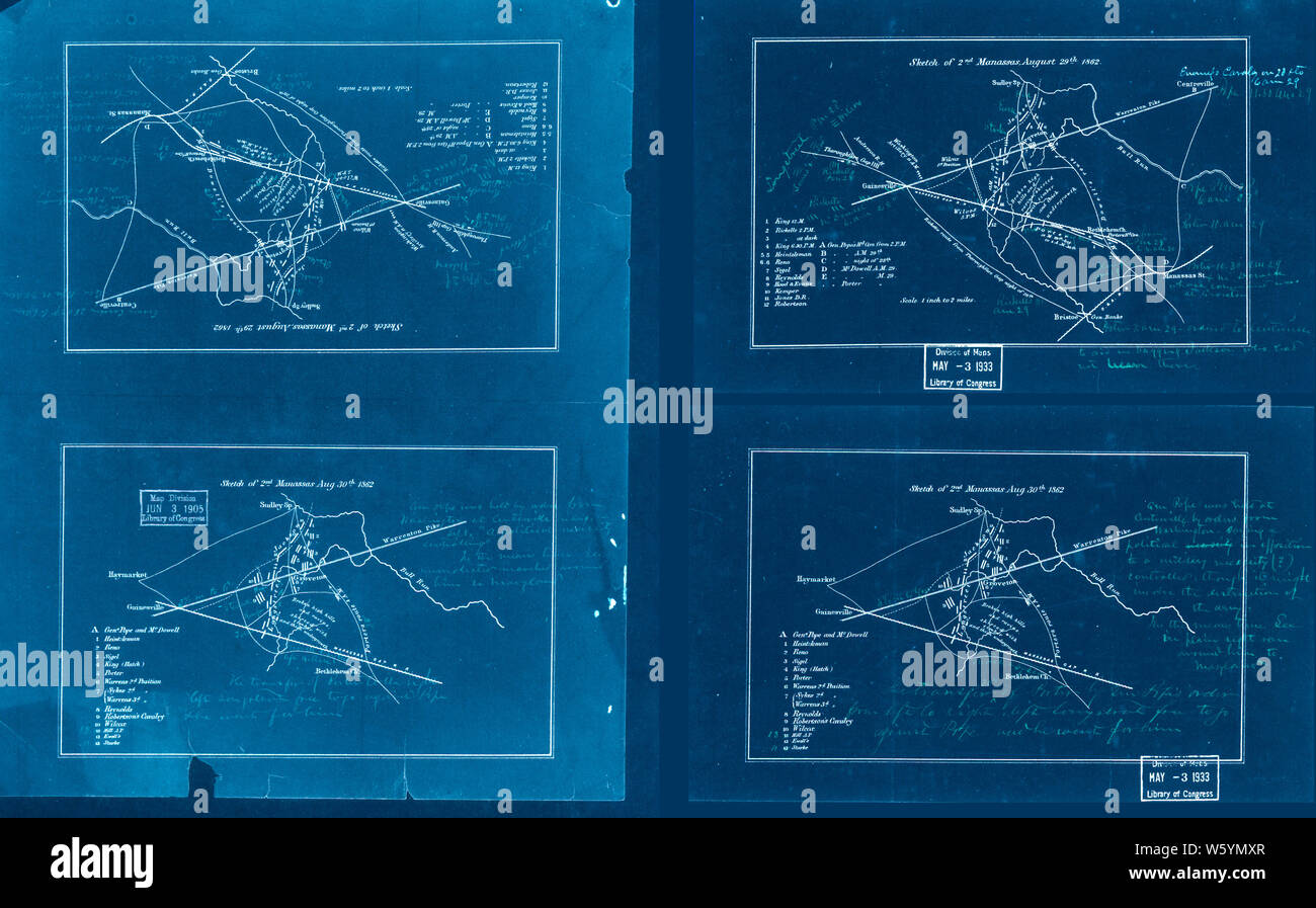 Civil War Maps 1607 Sketch of 2nd Manassas August 29th 1862 sketch of ...