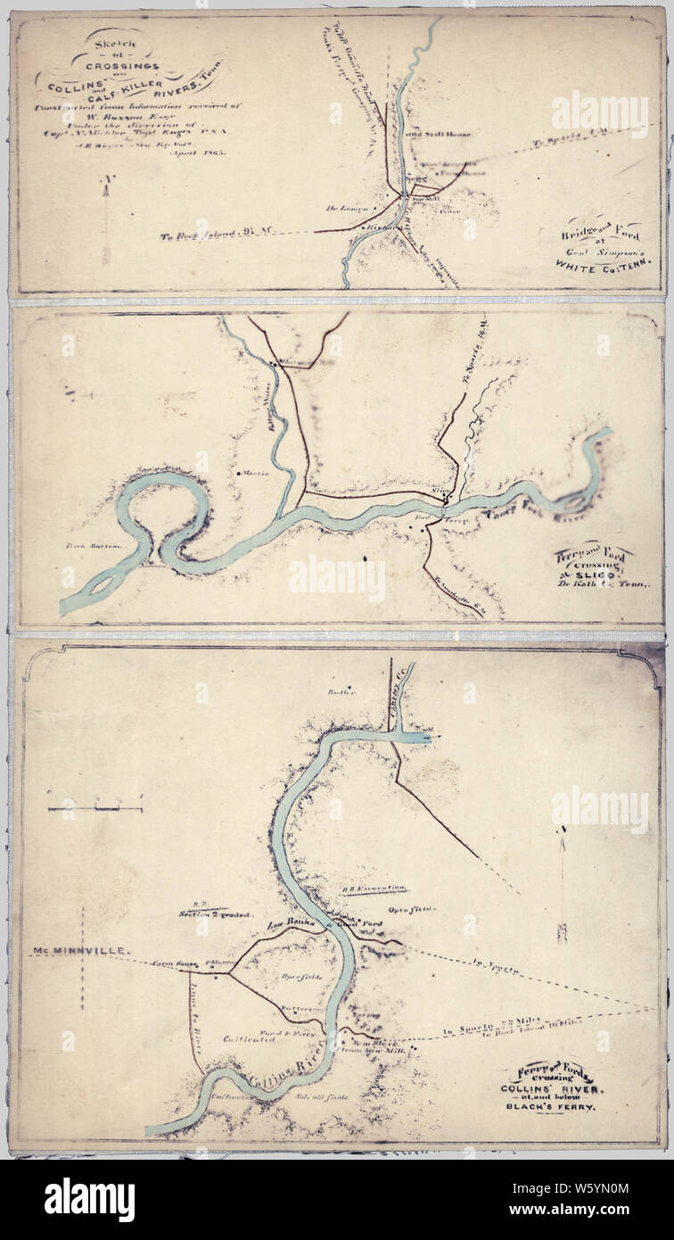 Civil War Maps 1612 Sketch of crossings on Collins' and Calf-Killer ...