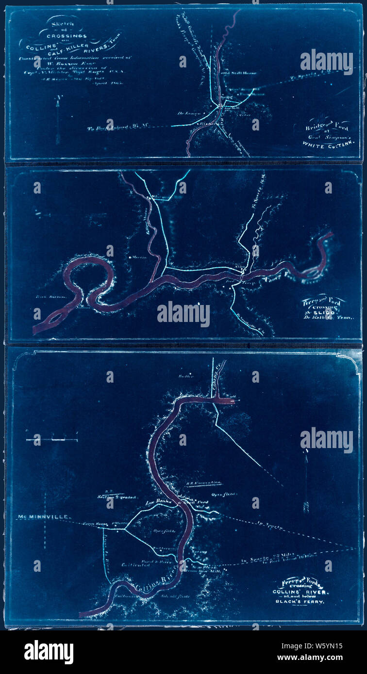 Civil War Maps 1612 Sketch of crossings on Collins' and Calf-Killer ...
