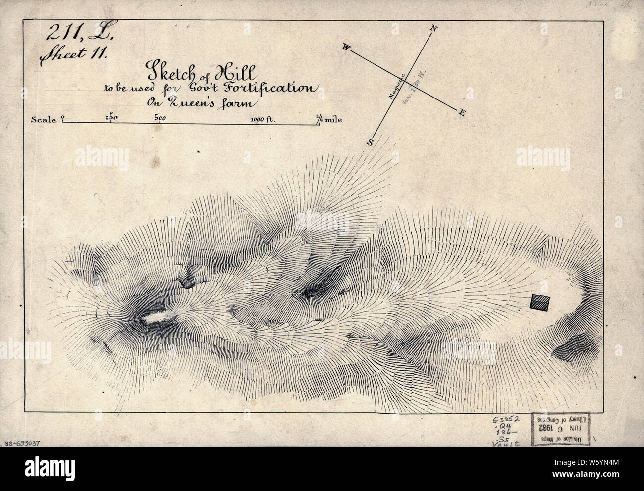 Civil War Maps 1616 Sketch of hill to be used for gov't fortification ...