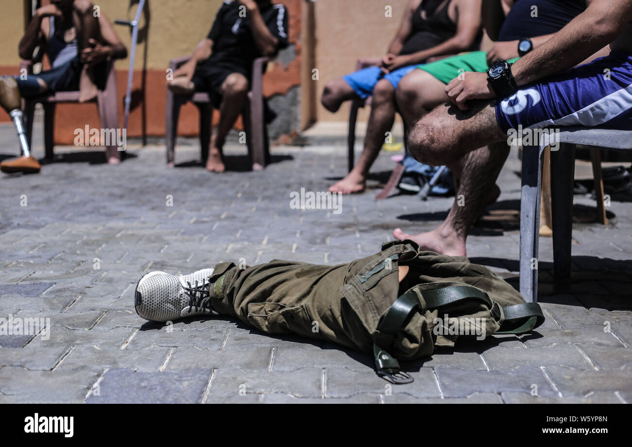 July 29, 2019, Gaza, Palestine: Palestinian amputees, who lost a leg in ...