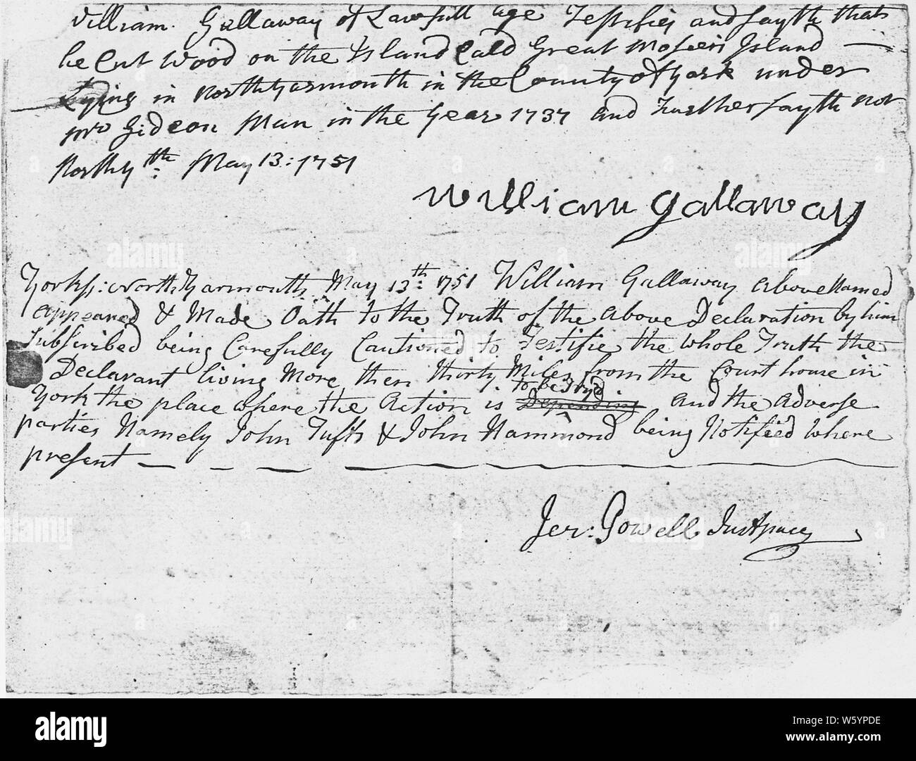William Gallaway Declaration May 13, 1751; Scope and content ...