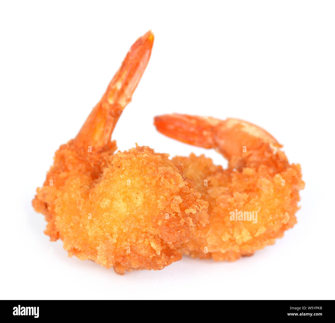 two deep fried breaded shrimps on white Stock Photo - Alamy