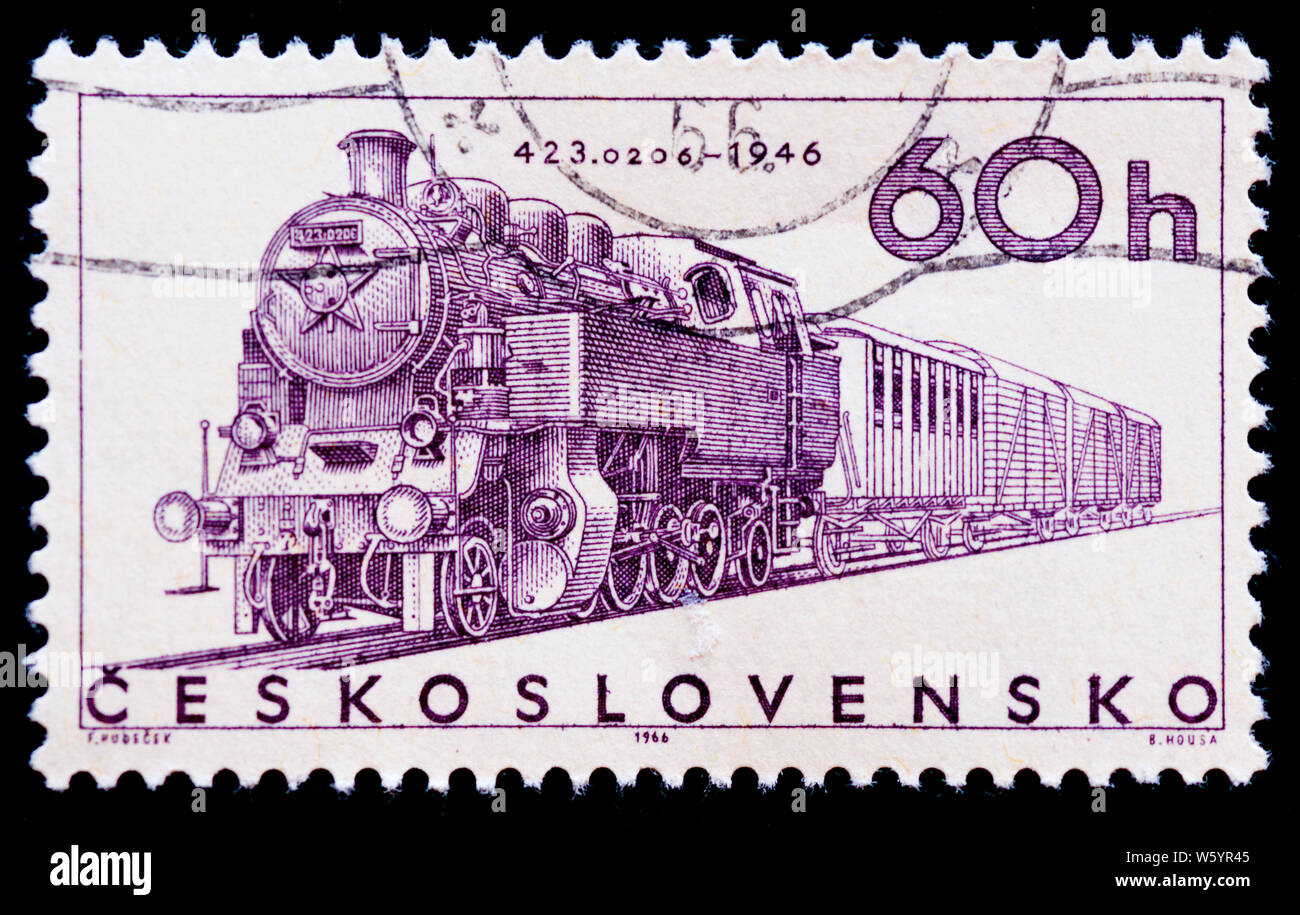 Czechoslovakia Postage Stamp - Steam Locomotive Stock Photo - Alamy