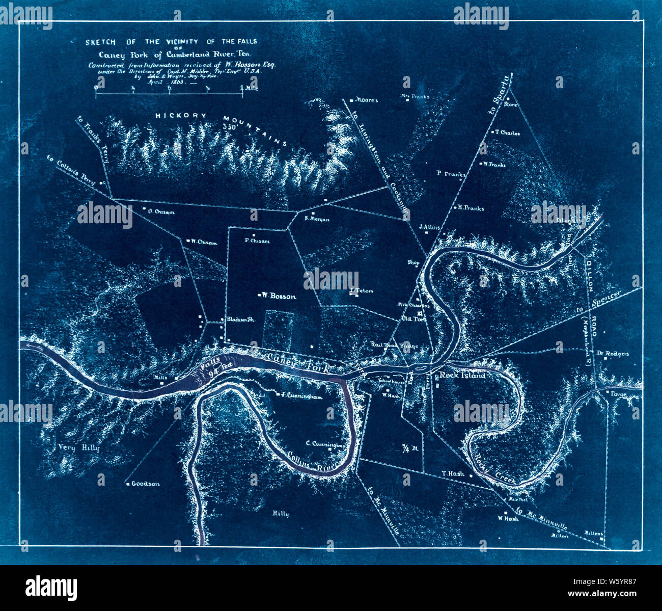Civil War Maps 1663 Sketch of the vicinity of the falls of Caney Fork ...