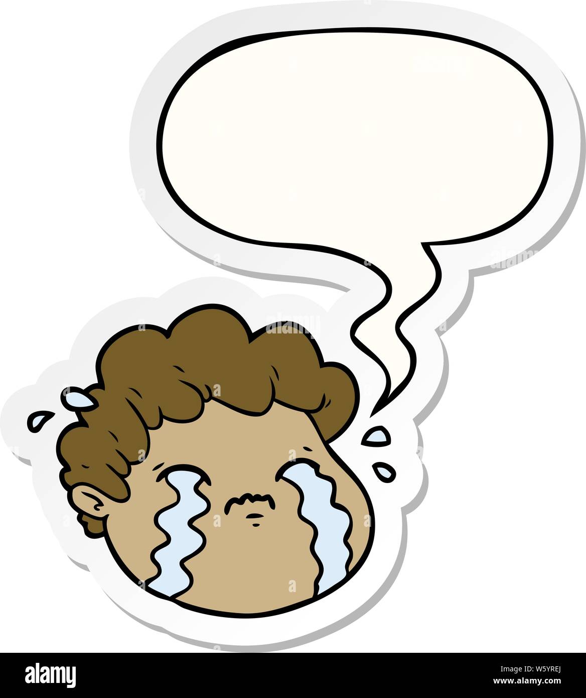 cartoon crying boy with speech bubble sticker Stock Vector Image & Art ...