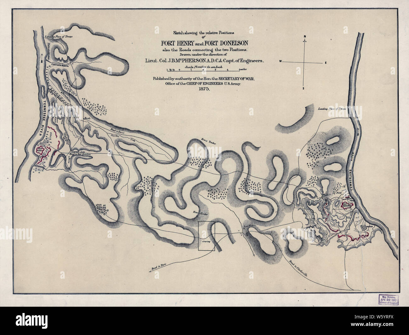 Civil War Maps 1679 Sketch showing the relative positions of Fort Henry ...