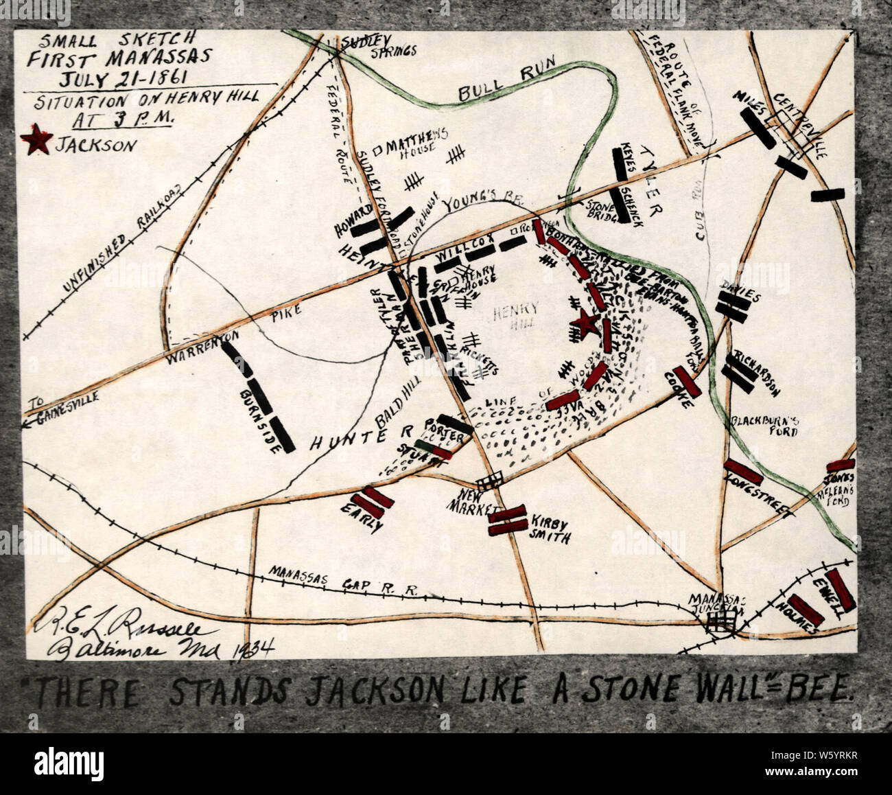 Civil War Maps 1685 Small sketch first Manassas July 21 1861 situation ...