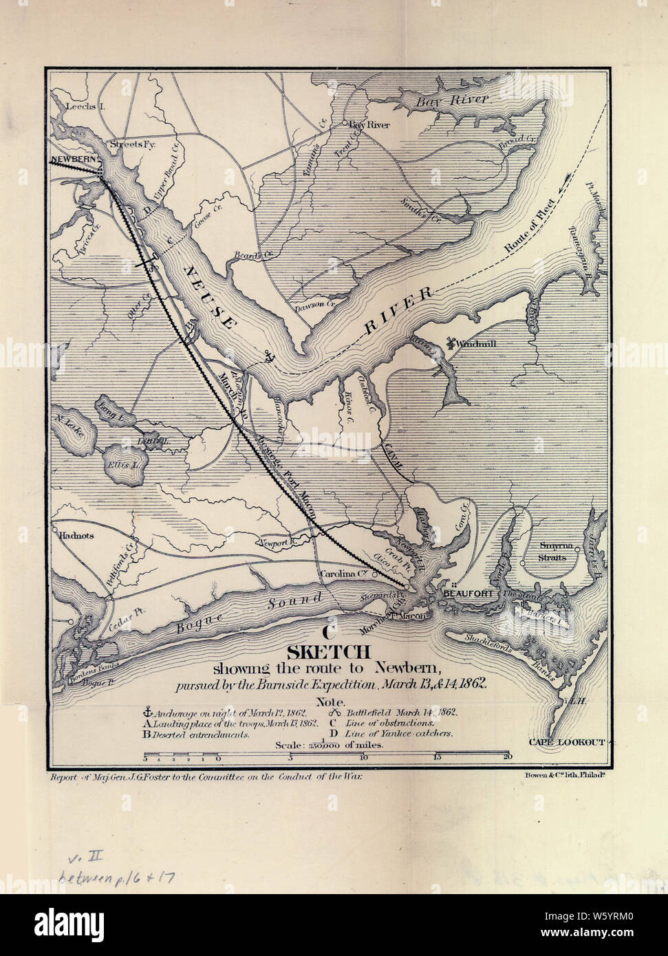 Civil War Maps 1681 Sketch showing the route to Newbern pursued by the ...