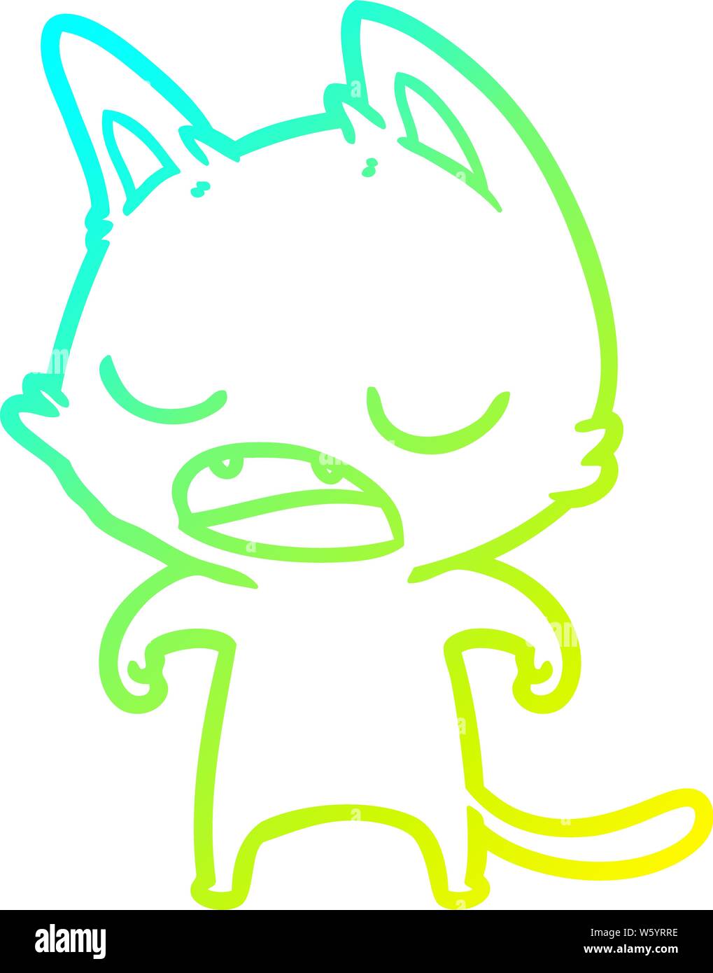 cold gradient line drawing of a talking cat cartoon Stock Vector Image ...