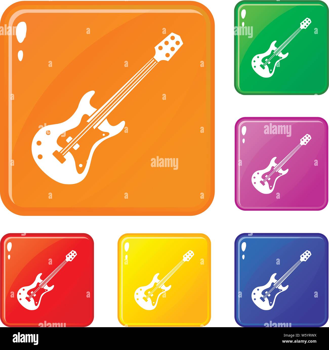 Classical electric guitar icons set vector color Stock Vector Image ...