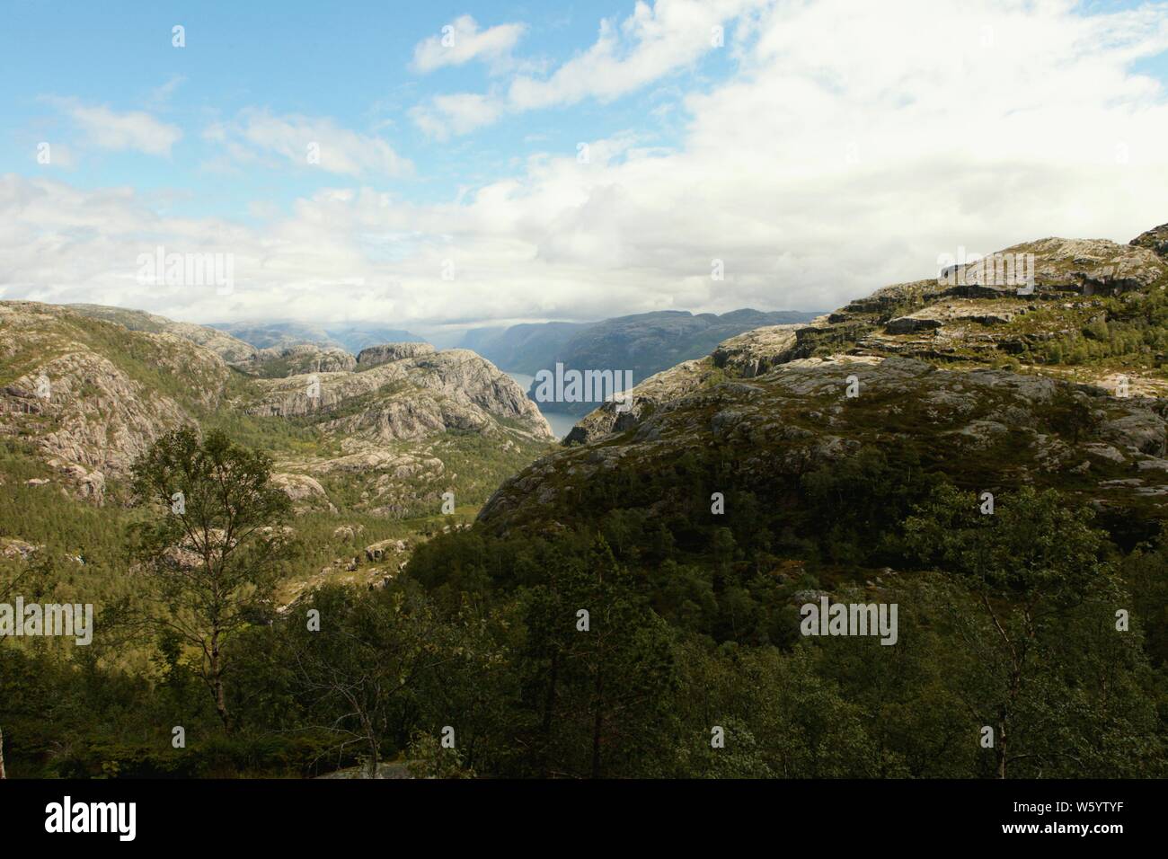 Cliff Preikestolen in fjord Lysefjord - Norway - nature and travel ...
