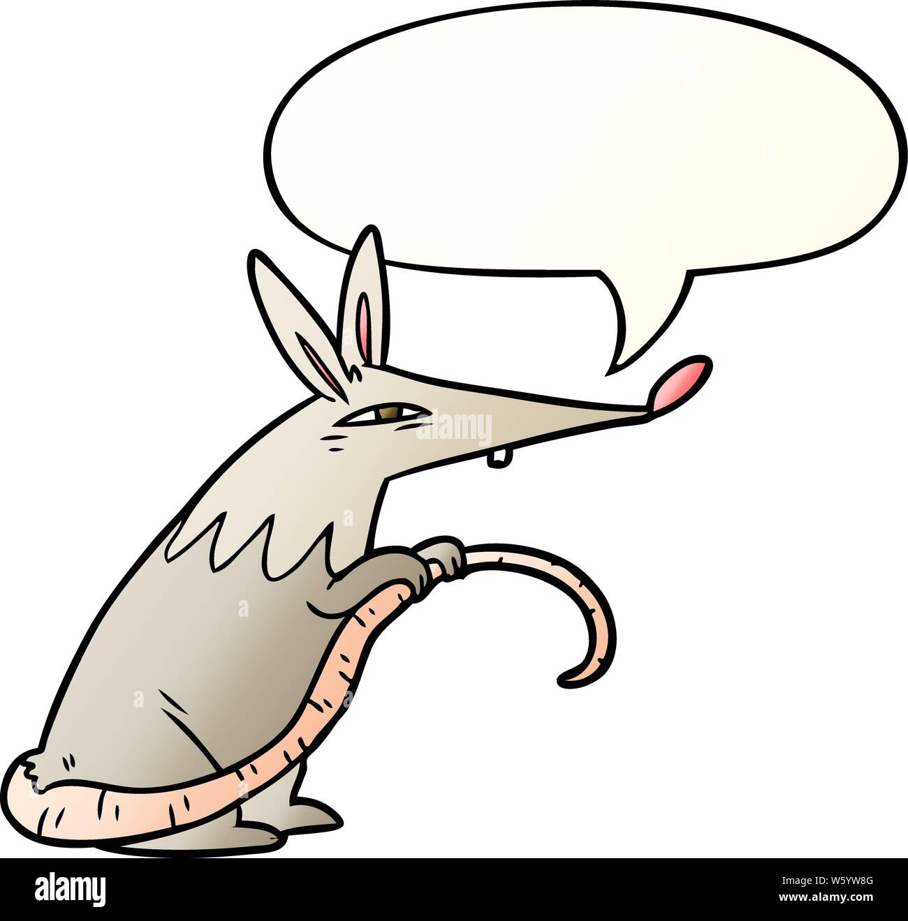 cartoon sneaky rat with speech bubble in smooth gradient style Stock ...