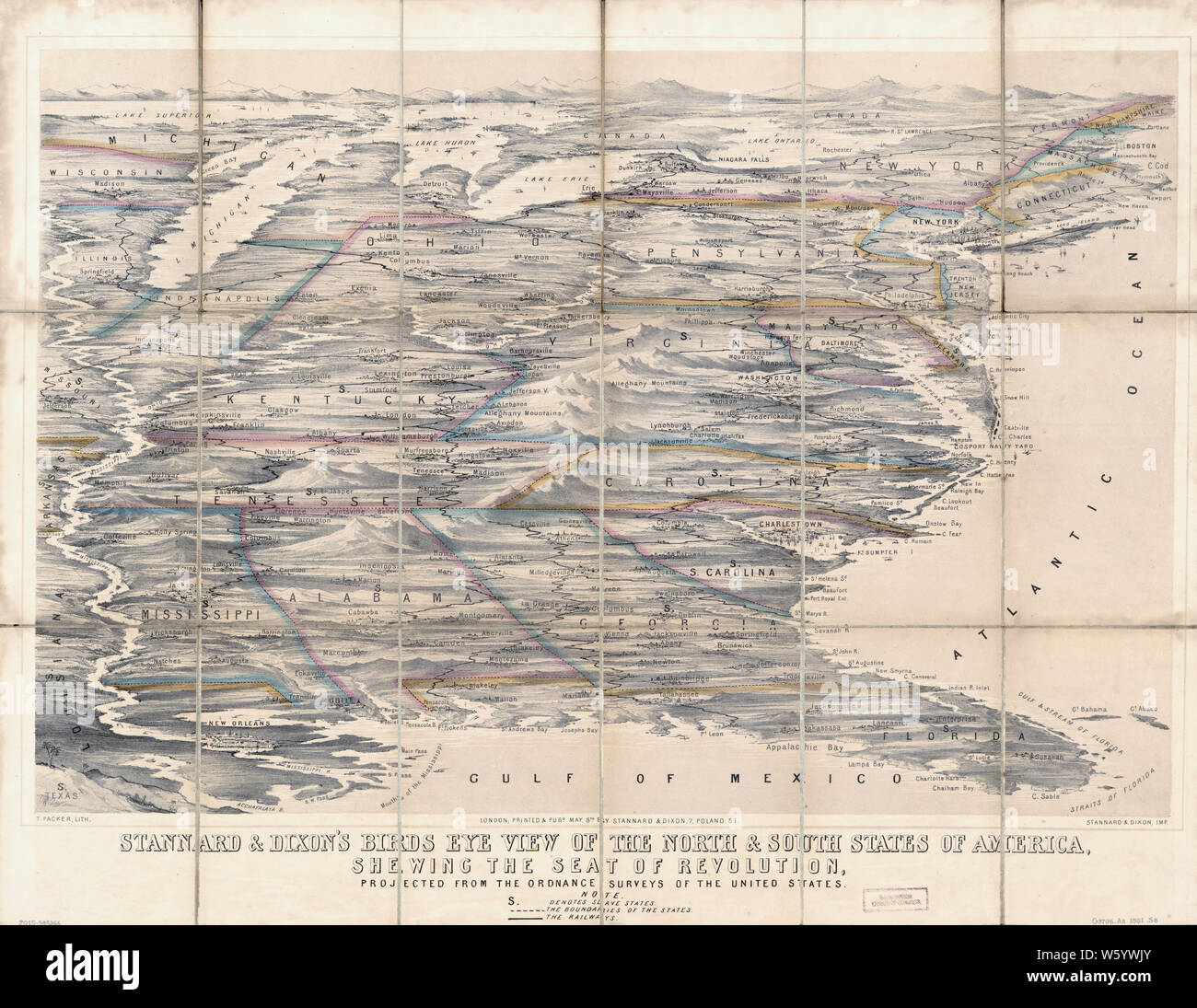 Civil War Maps 1704 Stannard Dixon's birds eye view of the north south ...