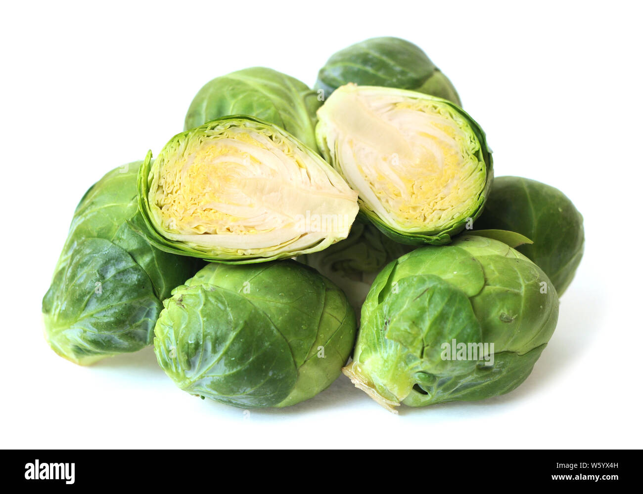 brussels sprouts isolated on white background (focus on top one Stock ...