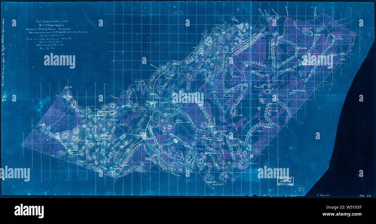 Civil War Maps 1714 Survey of Orange County Virginia Inverted Rebuild ...