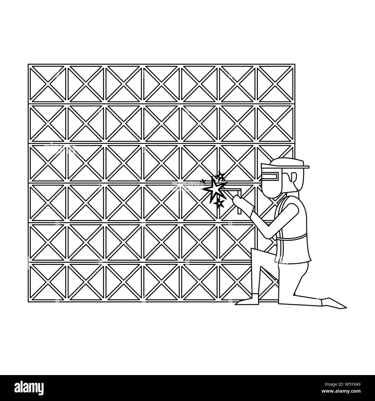 construction architectural engineering work cartoon in black and white ...