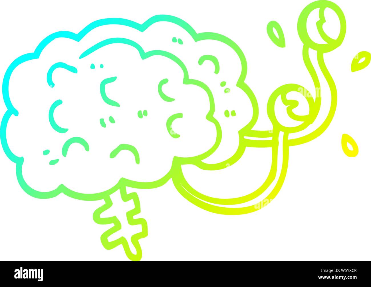 cold gradient line drawing of a cartoon monster brain Stock Vector ...