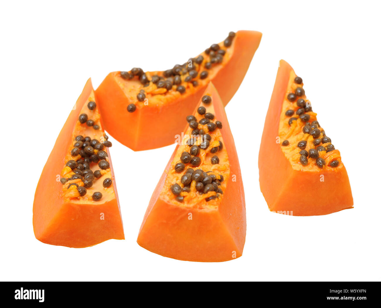 pieces of ripe papaya isolated on white Stock Photo - Alamy