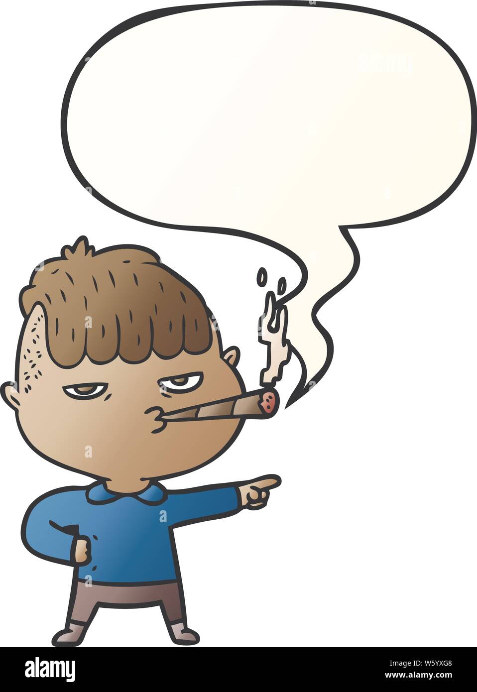 cartoon man smoking with speech bubble in smooth gradient style Stock ...