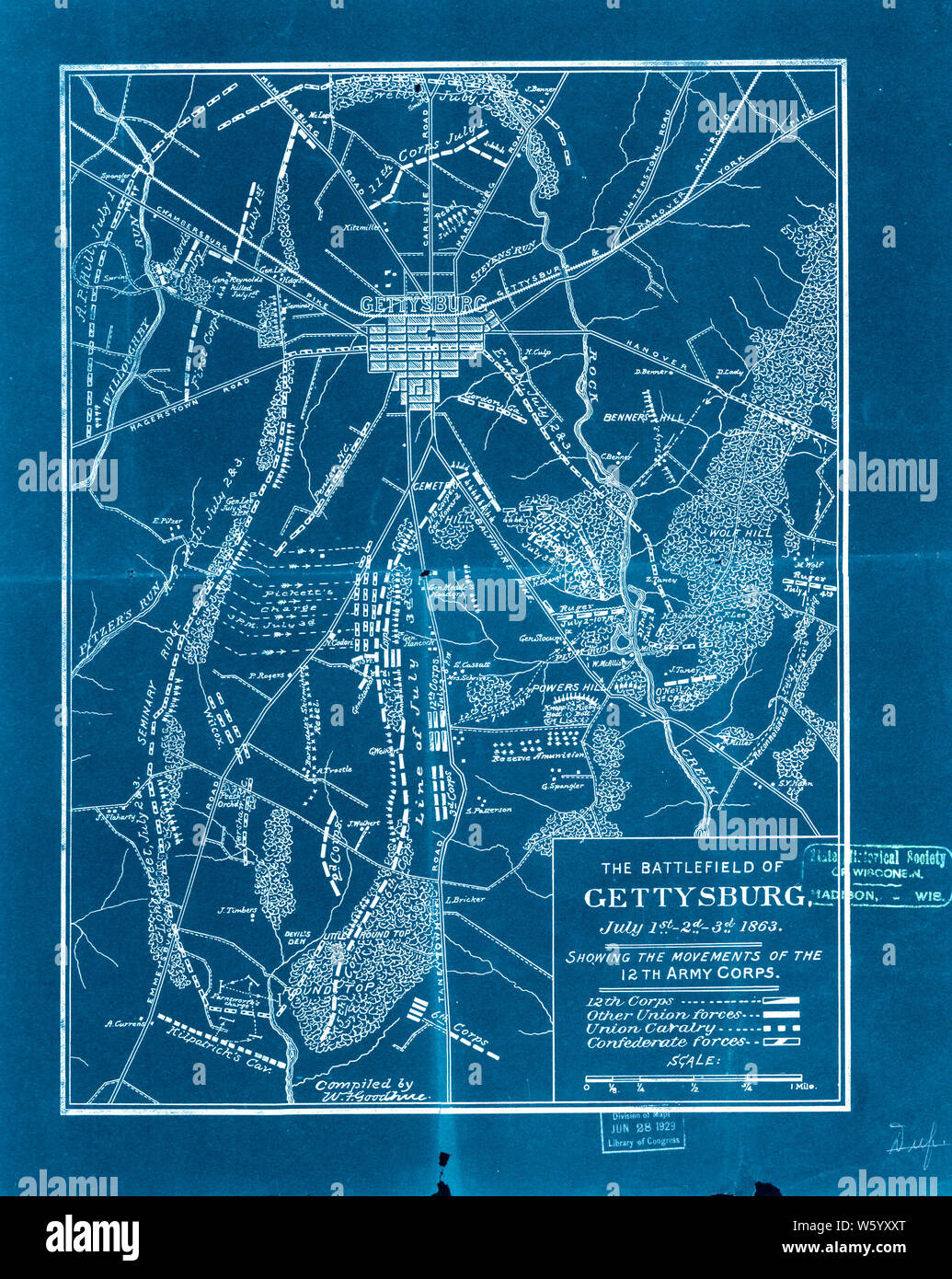 Civil War Maps 1751 The battlefield of Gettysburg July 1st 2d 3d 1863 ...