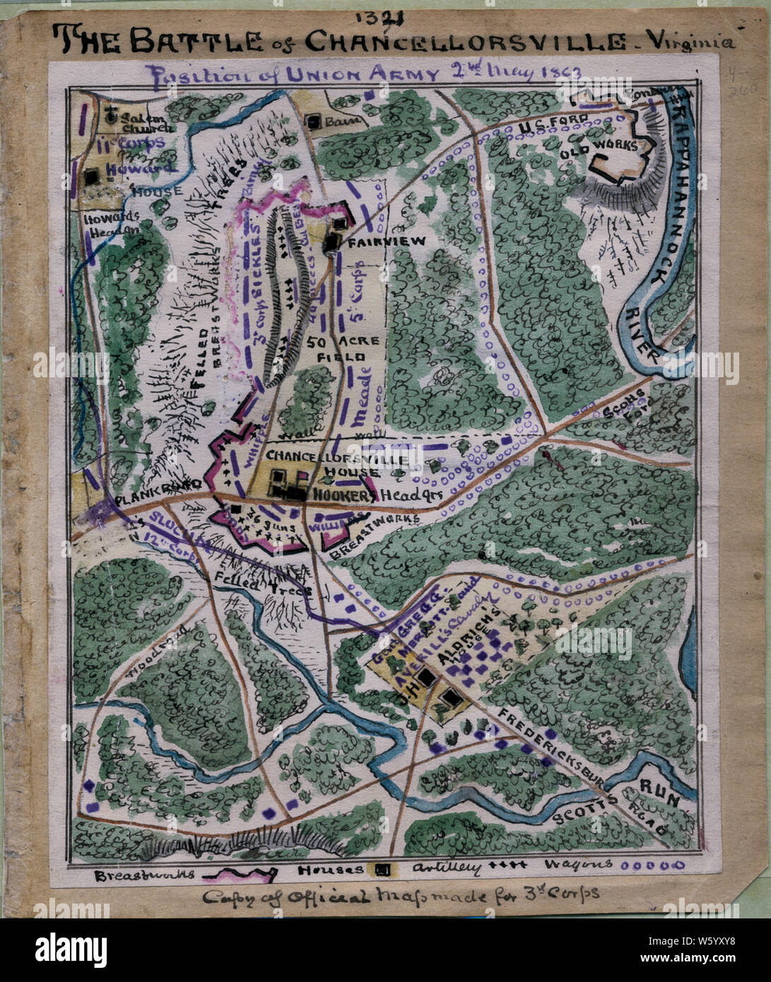 Civil War Maps 1739 The Battle of Chancellorsville Virginia position of ...