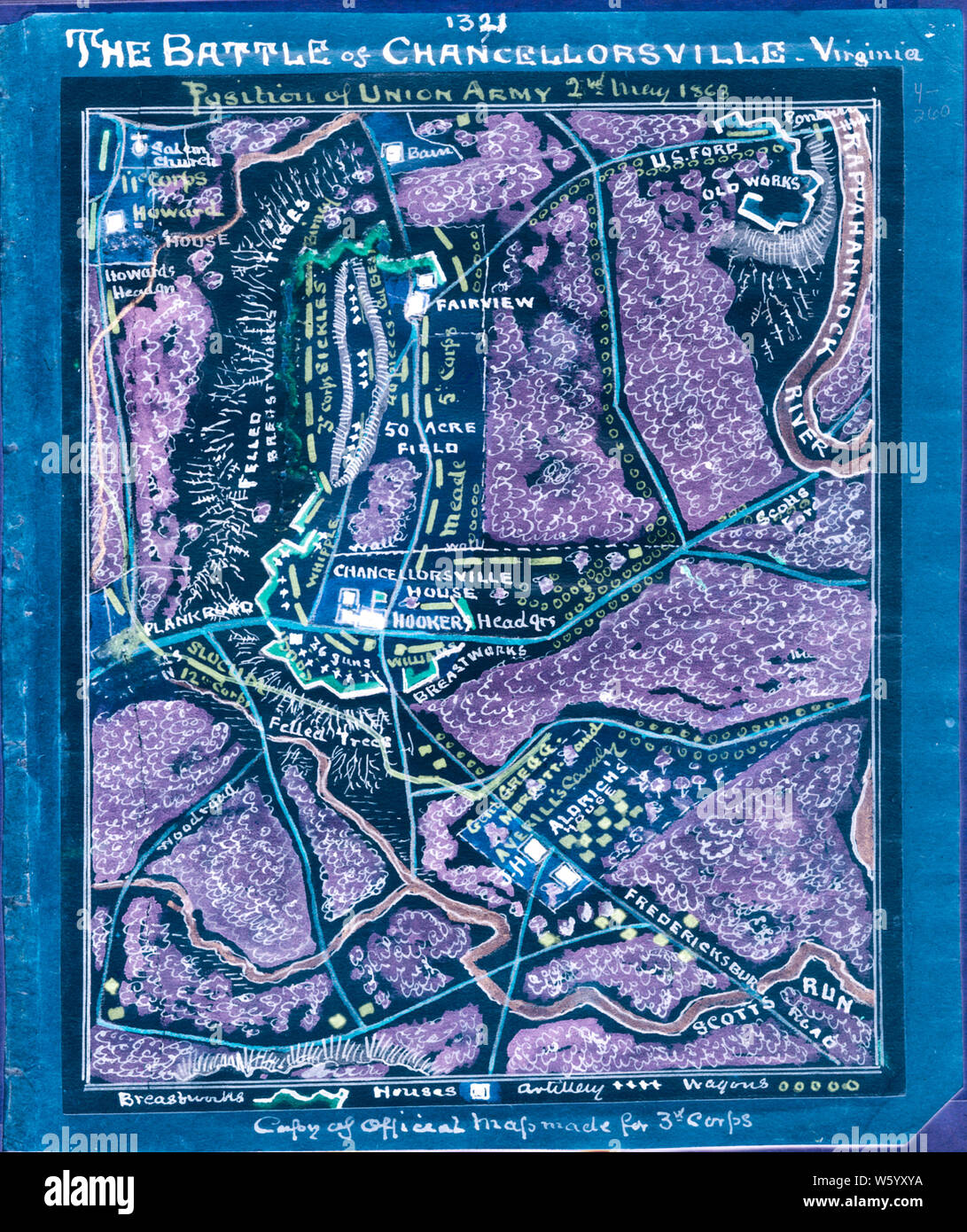 Civil War Maps 1739 The Battle of Chancellorsville Virginia position of ...