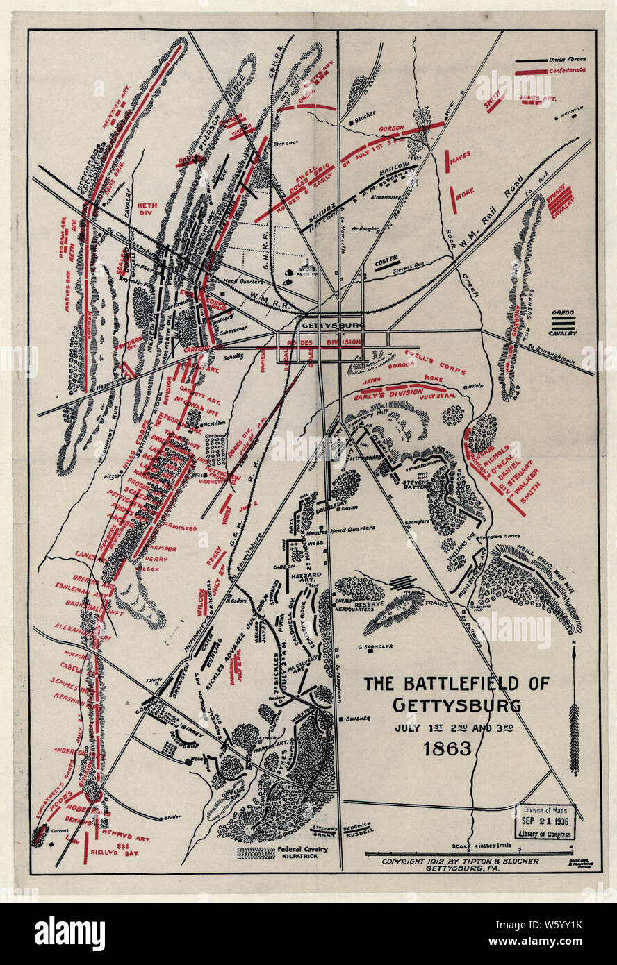 Civil War Maps 1752 The battlefield of Gettysburg July 1st 2nd and 3rd ...