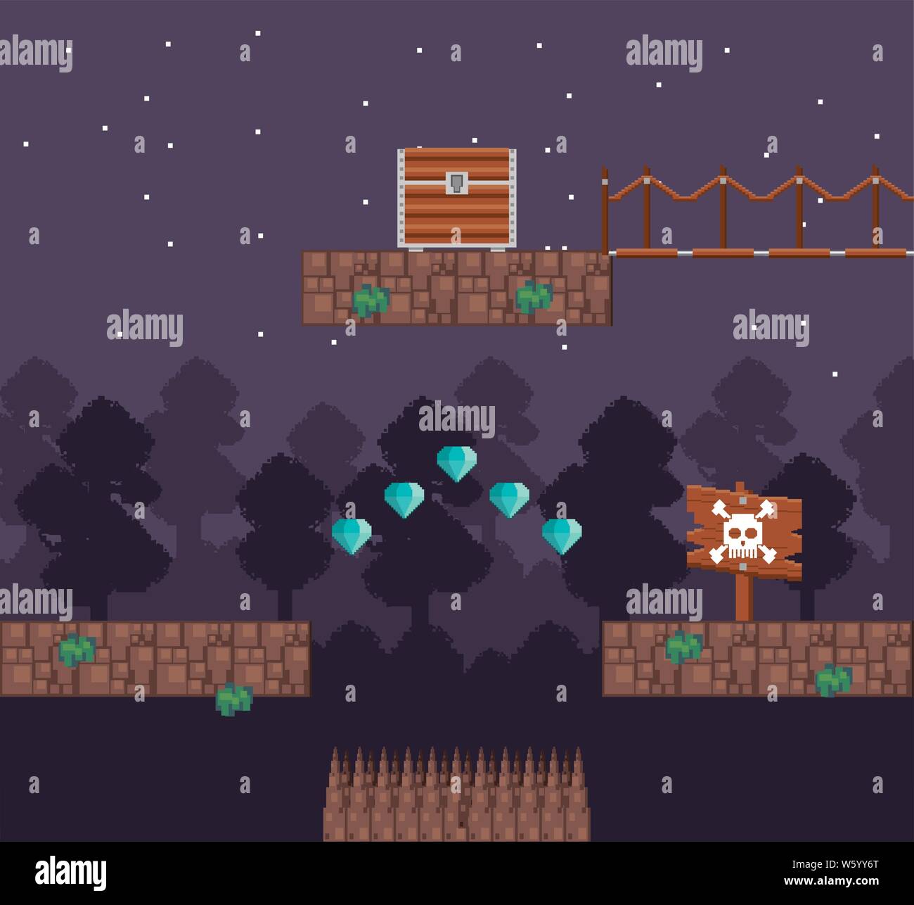 Retro videogame scenery with terrain pixelated Stock Vector Image & Art ...