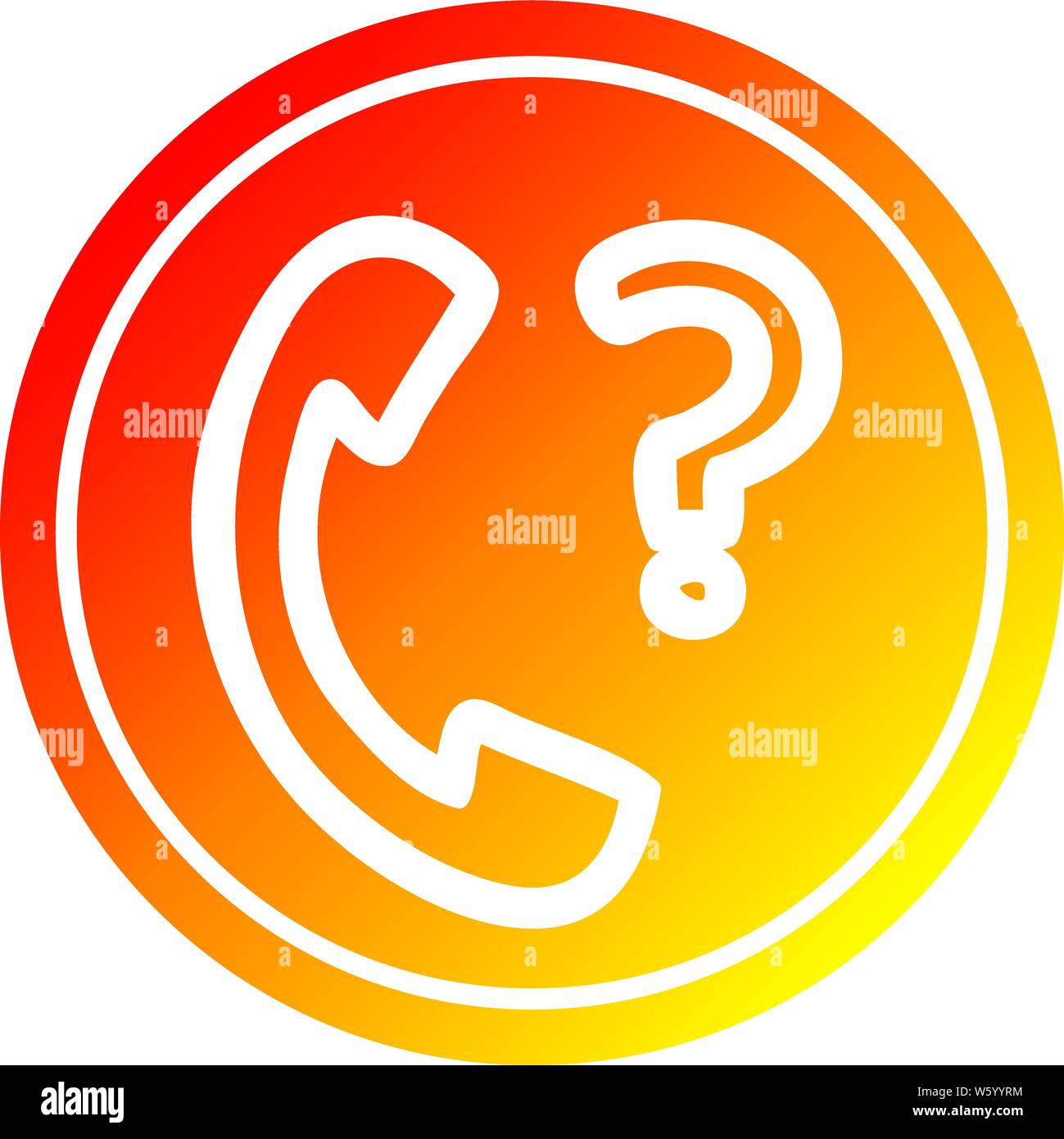 telephone handset with question mark circular icon with warm gradient ...