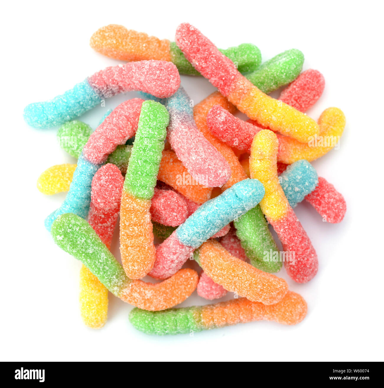 a group colorful neon gummy candies on white background Stock Photo - Alamy