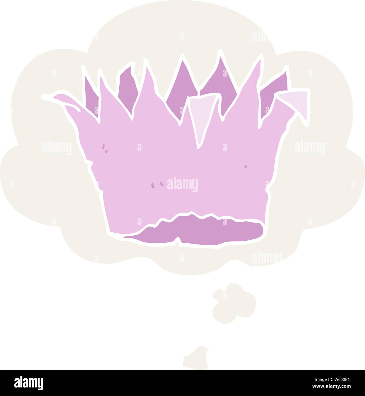 cartoon paper crown with thought bubble in retro style Stock Vector ...