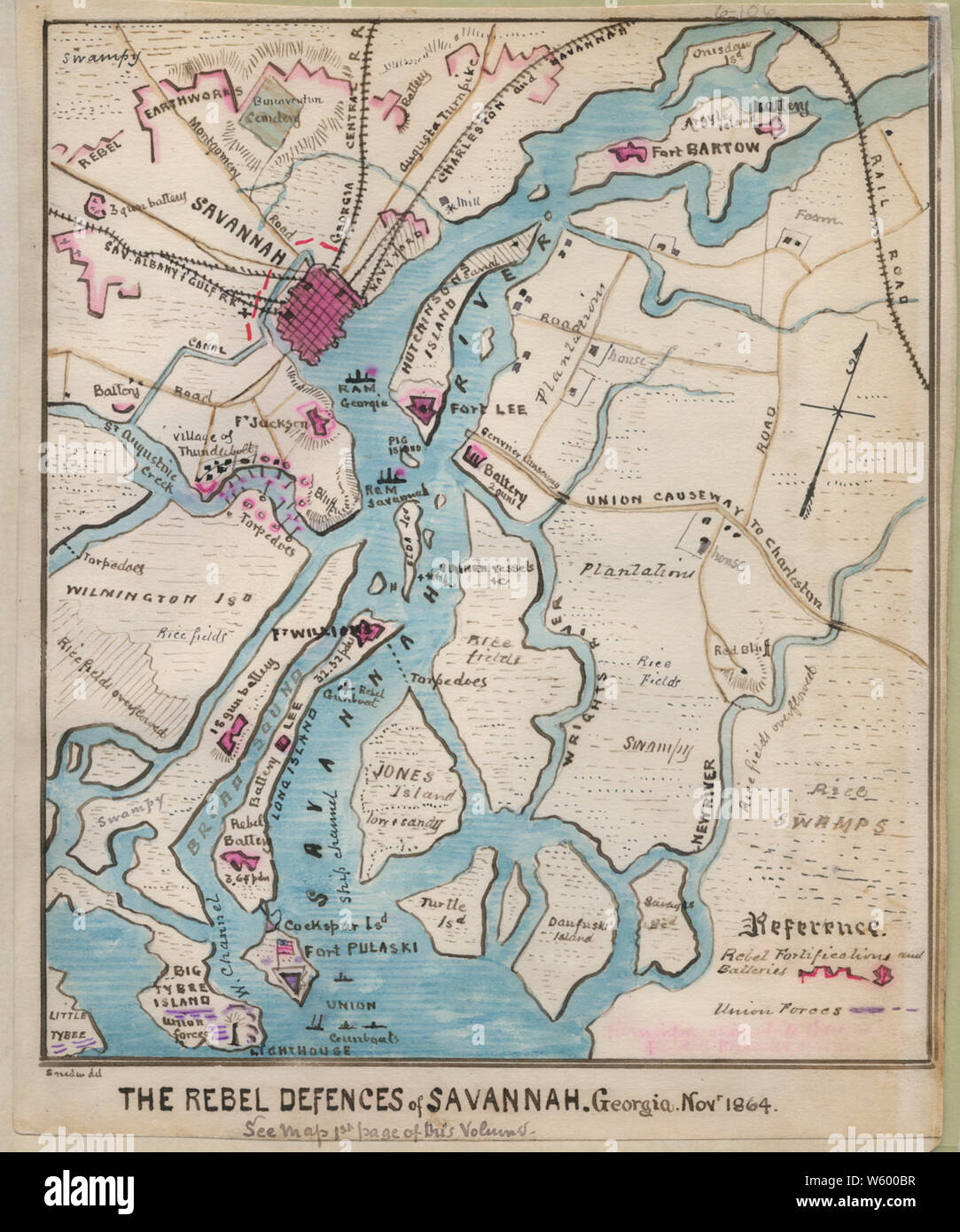 Civil War Maps 1797 The Rebel defences sic of Savannah Georgia Nov 1864 ...