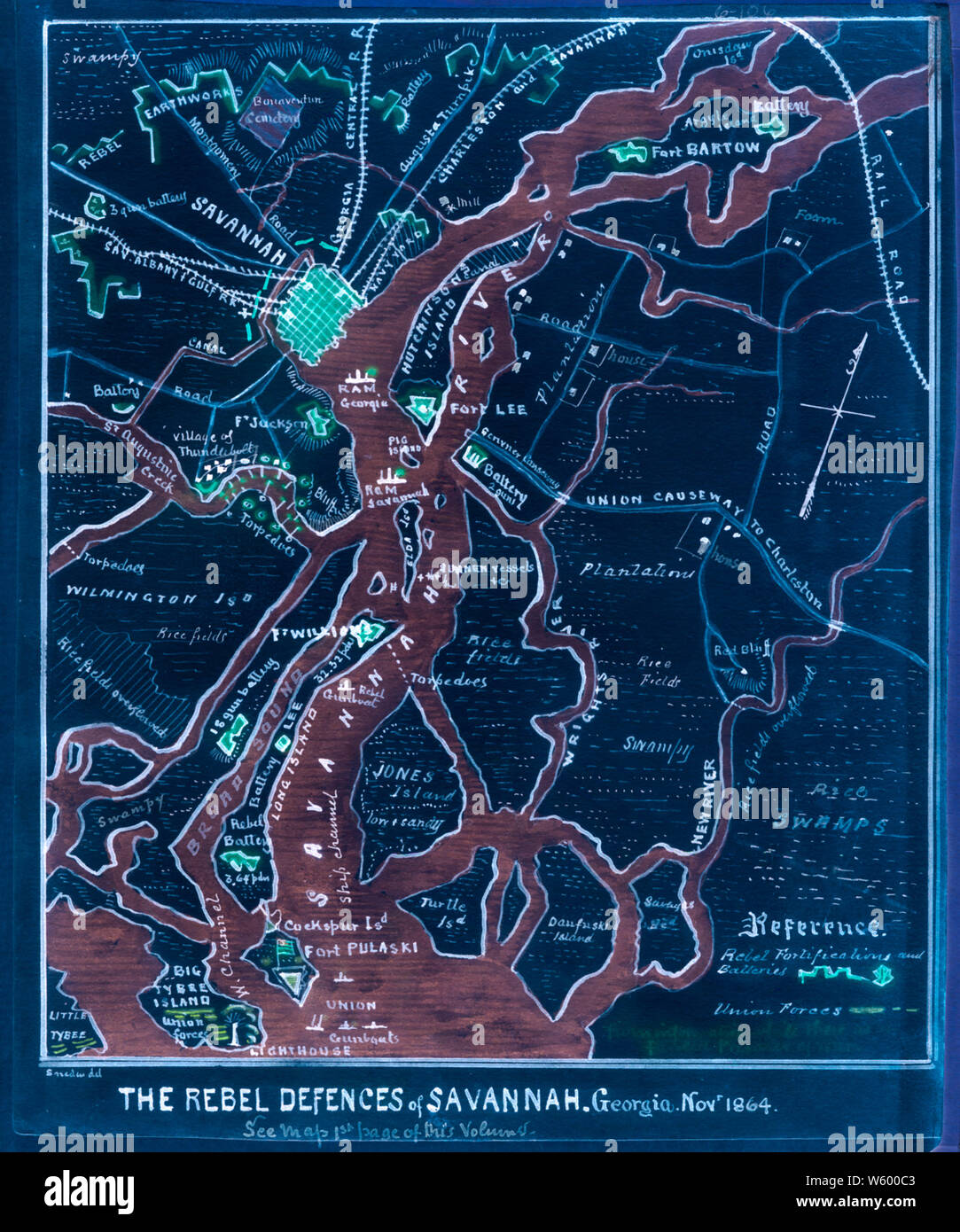 Civil War Maps 1797 The Rebel defences sic of Savannah Georgia Nov 1864 ...